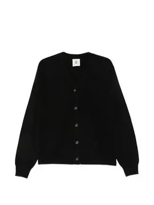THE GARMENT Bergen Embroidered-logo V-neck Cardigan - Black