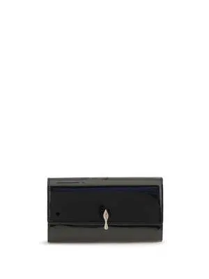 CHRISTIAN LOUBOUTIN Bettina Patent Leather Chain Wallet - Black