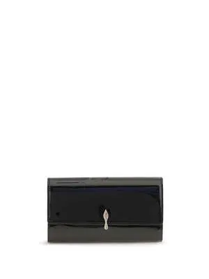 CHRISTIAN LOUBOUTIN Bettina Patent Leather Chain Wallet - Black