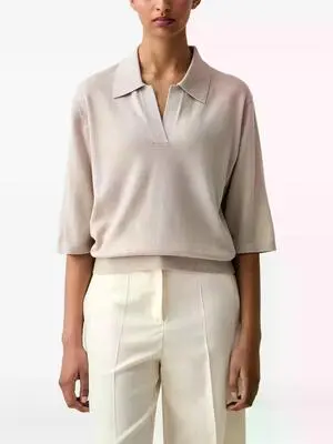 Marc O'polo Polo-collar Short-sleeve Sweater - Neutrals
