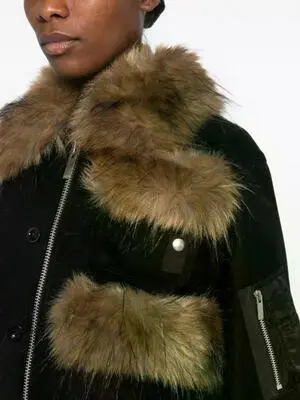 Sacai Faux-fur Trim Wool Jacket