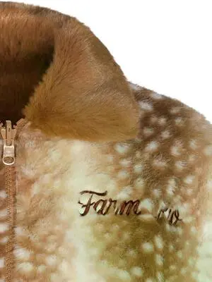 Farm Rio Embroidered Bird Faux Fur Jacket