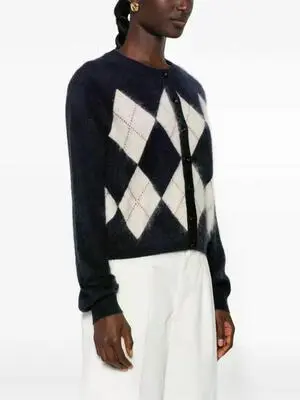 Soft Goat Argyle Cashmere Cardigan