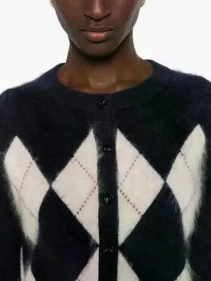 Soft Goat Argyle Cashmere Cardigan