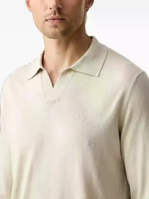 Marc O'polo Logo-embroidered Fine-knit V-neck Top
