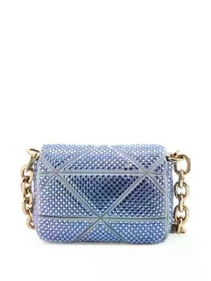Prada Triangle Chain Flap Bag Crystal Embellished Quilted Satin Shoulder Bag