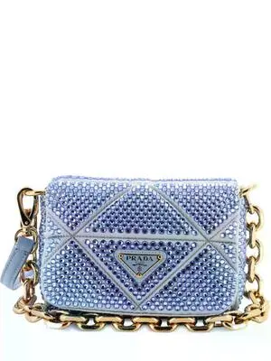 Prada Embellished Quilted Shoulder Bag - Blue