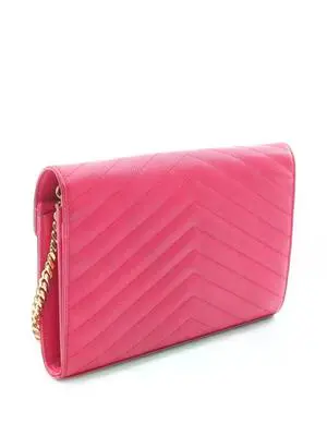 Saint Laurent 2000s Cassandra Chain Wallet Pink