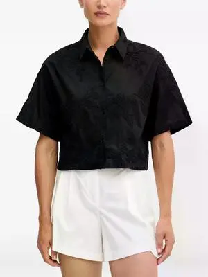 BENETTON Benetton Embroidered Cropped Shirt Black