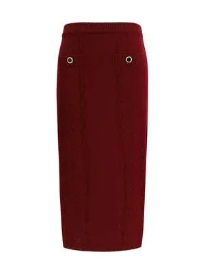 Alessandra Rich Merino Wool Midi Skirt