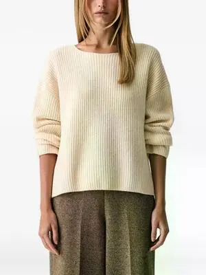 Marc O'polo Ribbed Boat-neck Sweater - Neutrals