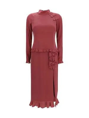 Alessandra Rich Silk Polka-dot Midi Dress - Multicolor