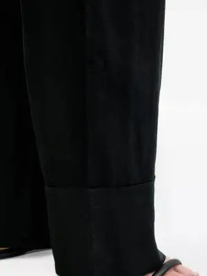 BENETTON Linen Drawstring Waist Trousers - Black