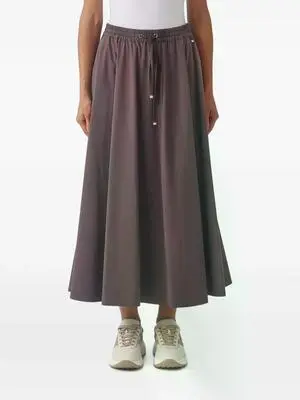 Herno Drawstring Waist A-line Midi Skirt - Brown
