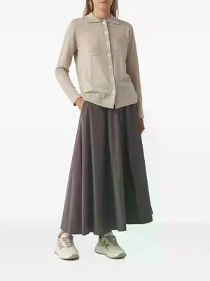 Herno Drawstring Waist A-line Midi Skirt - Brown