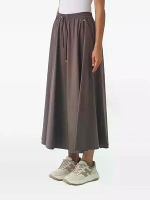 Herno Drawstring Waist A-line Midi Skirt - Brown