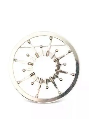 Gianfranco Ferre 1990s -tone Geometric Open-work Brooch - Silver