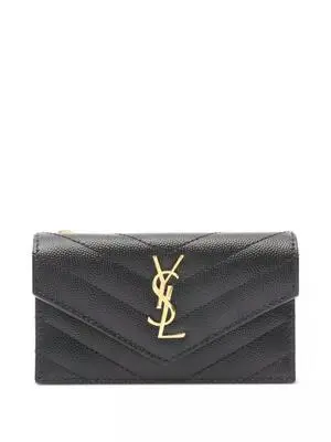 Saint Laurent 2020s Fragment Monogram Wallet - Black