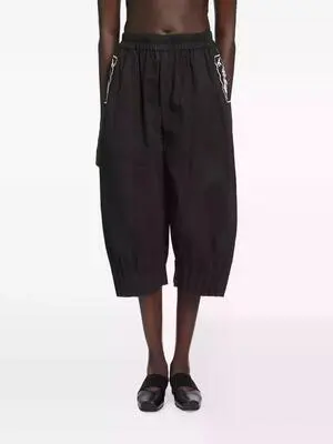 RENLI SU Vona Embroidered Pleated Cuff Cropped Trousers - Black