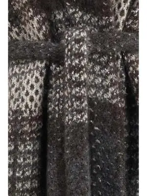 Brunello Cucinelli Macrocheck Mohair Blend Coat With Belt