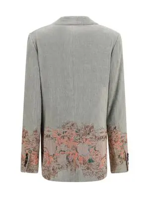 Dries Van Noten Double-breasted Embroidered Blazer - Gray