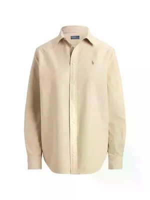 Polo Ralph Lauren Beige Cotton Polo Pony Motif Button-down Shirt