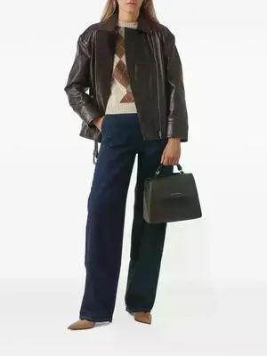 Max Mara Belted Leather Jacket - Brown
