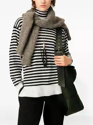 AMI Paris Sailor Striped Wool And Silk Turtleneck Sweater