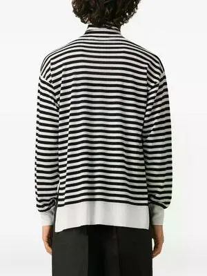 AMI Paris Sailor Striped Wool And Silk Turtleneck Sweater