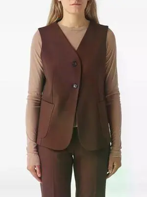 MEIMEIJ Button-up V-neck Gilet - Brown