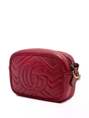 Gucci Mini Gg Marmont Matelassé Leather Crossbody Bag - Red