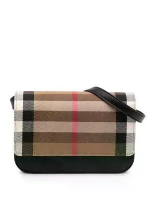 Burberry House Check Canvas & Leather Crossbody Bag - Brown