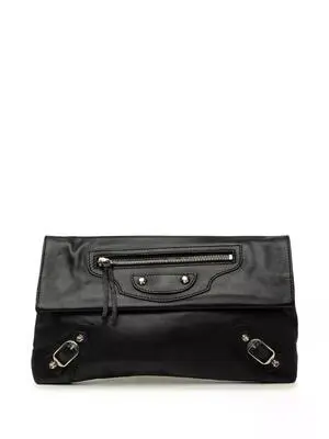 Balenciaga Lambskin Motocross Giant 12 Envelope Clutch Bag - Black