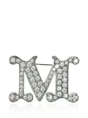 Max Mara Facella Zirconia-embellished Brooch - Silver