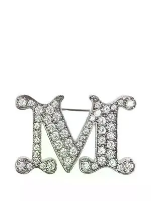 Max Mara Zirconia-embellished 'm' Brooch - Silver