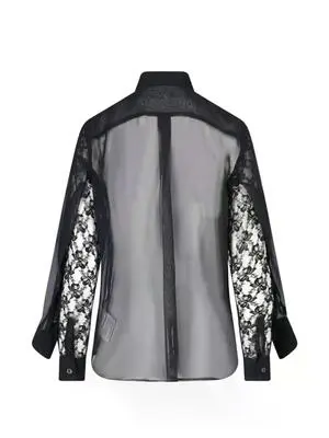 Comme Des Garçons Sheer Lace-panelled Blouse