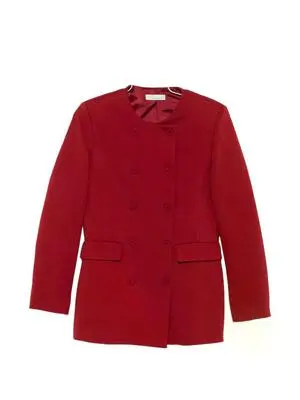 Liviana Conti Crew-neck Double-breasted Coat - Red
