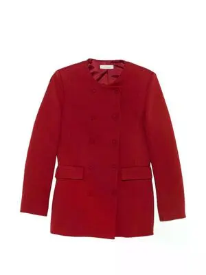 Liviana Conti Crew-neck Double-breasted Coat - Red