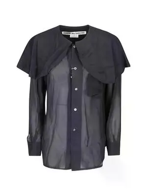 Comme Des Garçons Ruffled Semi-sheer Blouse - Black