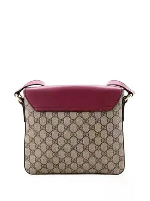 Gucci Flap Messenger Bag Gg Coated Canvas With Leather Medium Crossbody Bag