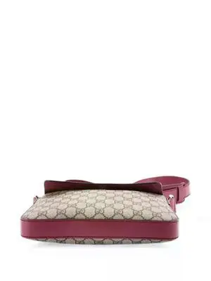 Gucci Flap Messenger Bag Gg Coated Canvas With Leather Medium Crossbody Bag