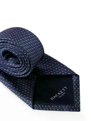 HACKETT  Two-tone Dot Silk Neck Tie - Blue