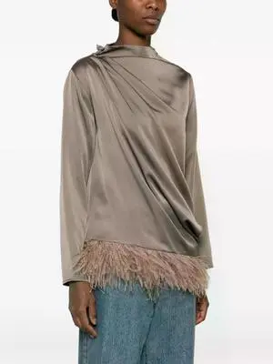 Fabiana Filippi Feather-trim Draped Top