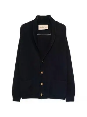 Valentino Garavani Waffle Knit Shawl Collar Cardigan With Vlogo Buttons