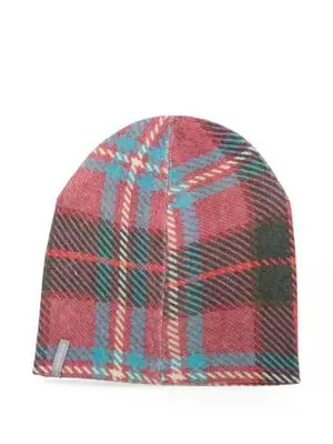 IN BED WITH YOU Check-print Cashmere Beanie Hat - Red