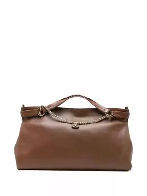 Orciani Chain-link Leather Tote Bag - Brown