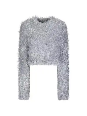 Junya Watanabe Metallic-effect Eyelash-knit Sweater - Silver