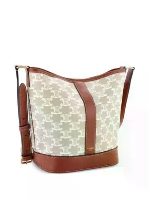 Celine Triomphe Coated Canvas Small Bucket Bag - Brown
