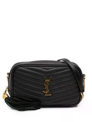 Saint Laurent Grain De Poudre Chevron Monogram Lou Camera Bag Crossbody