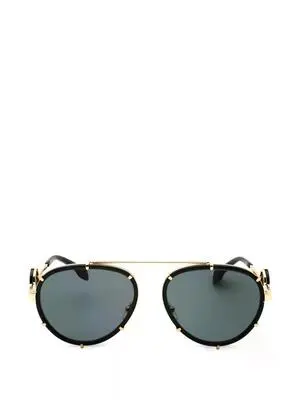 Versace Medusa Plaque Pilot-frame Sunglasses - Black